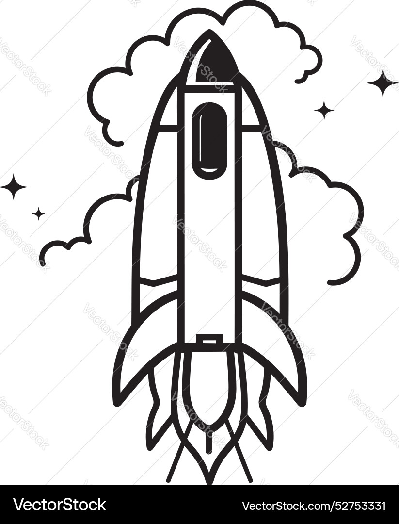 Astral adventure sleek rocket lineart symbol Vector Image