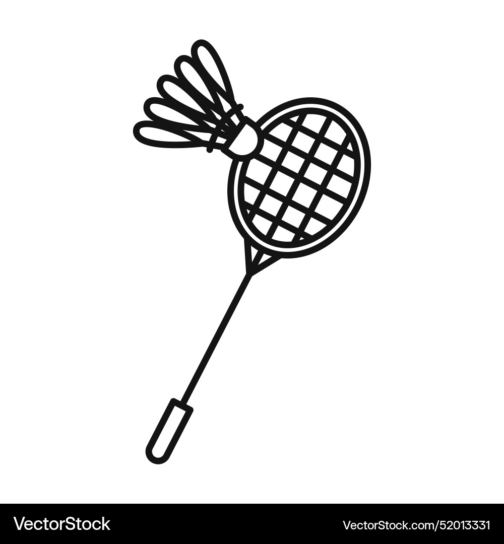 Badminton Symbol schwarz Linie Kunst Lizenzfreier Vektor