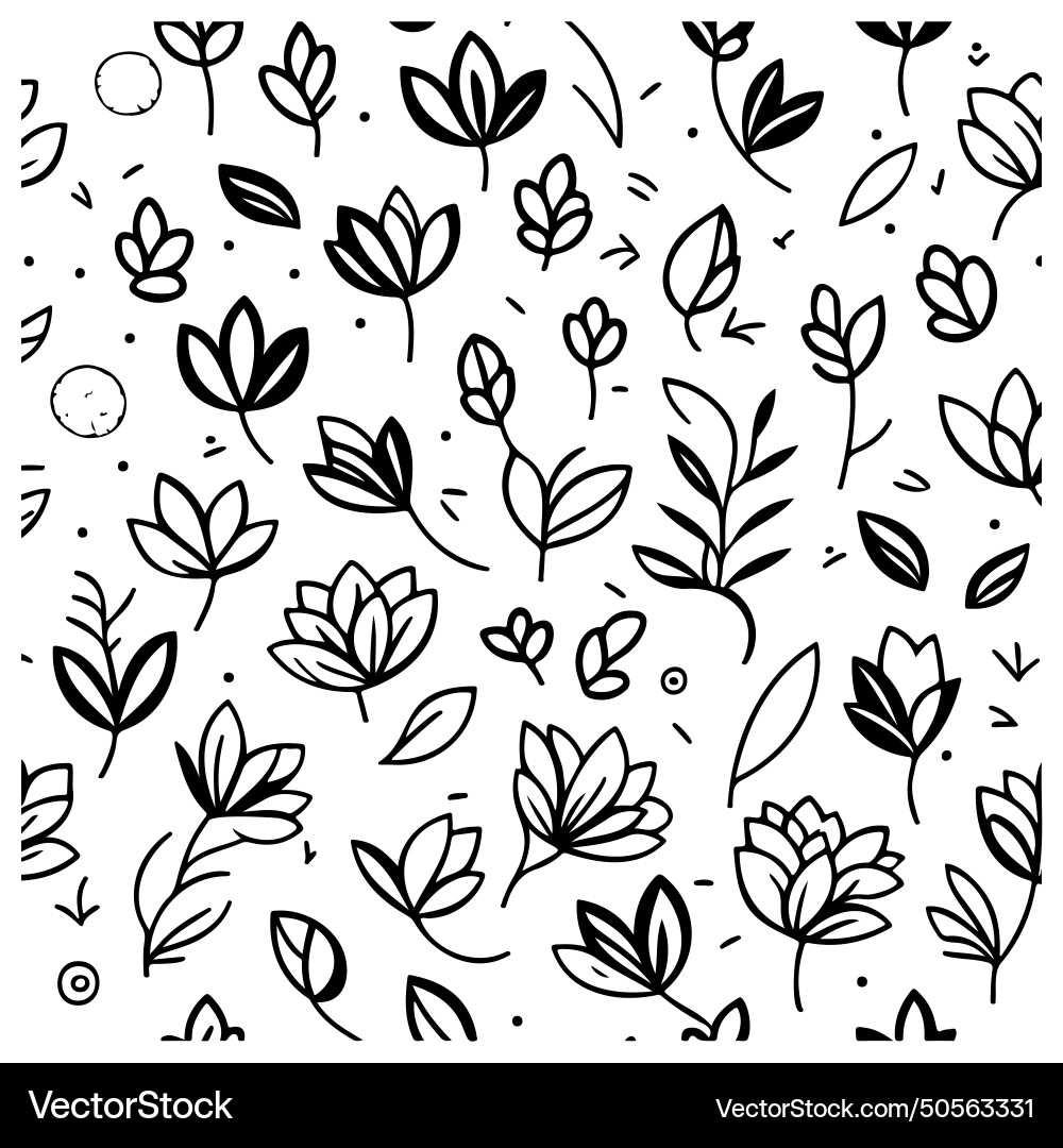Blossom seamless pattern fabric doodle sketch Vector Image