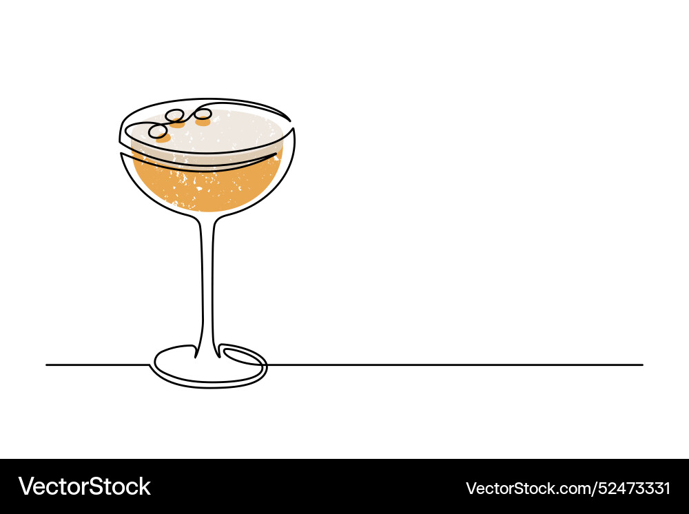 Continuous one line drawing of cocktail bourbon Vector Image