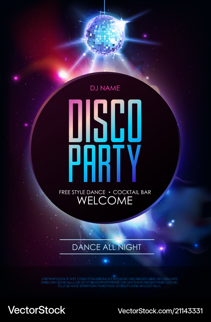 Disco ball background party poster Royalty Free Vector Image