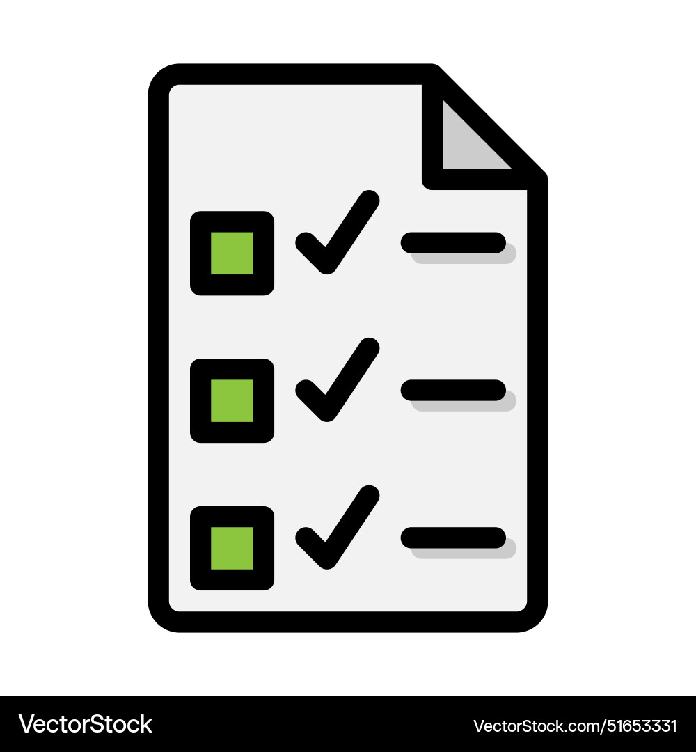 Exam paper color lineal icon document test sheet Vector Image