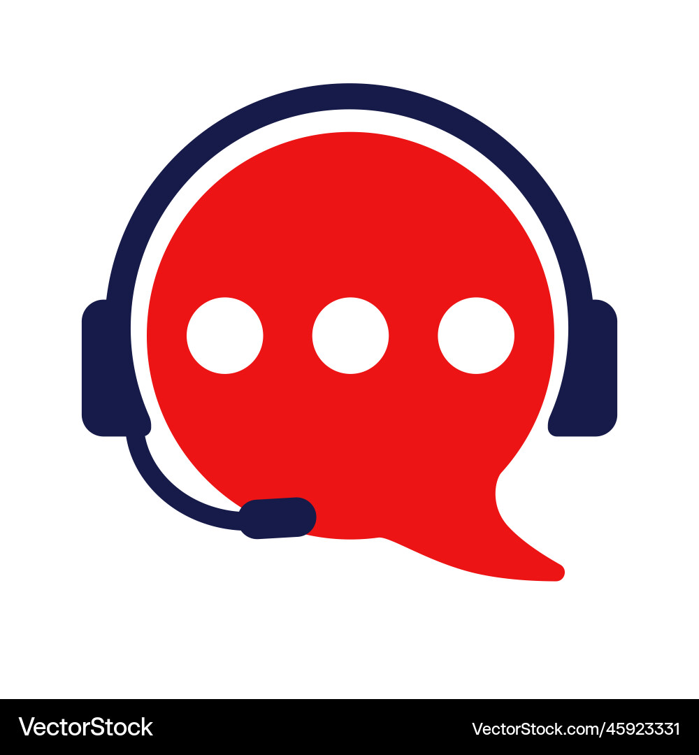 Flat design red chat support icon Royalty Free Vector Image