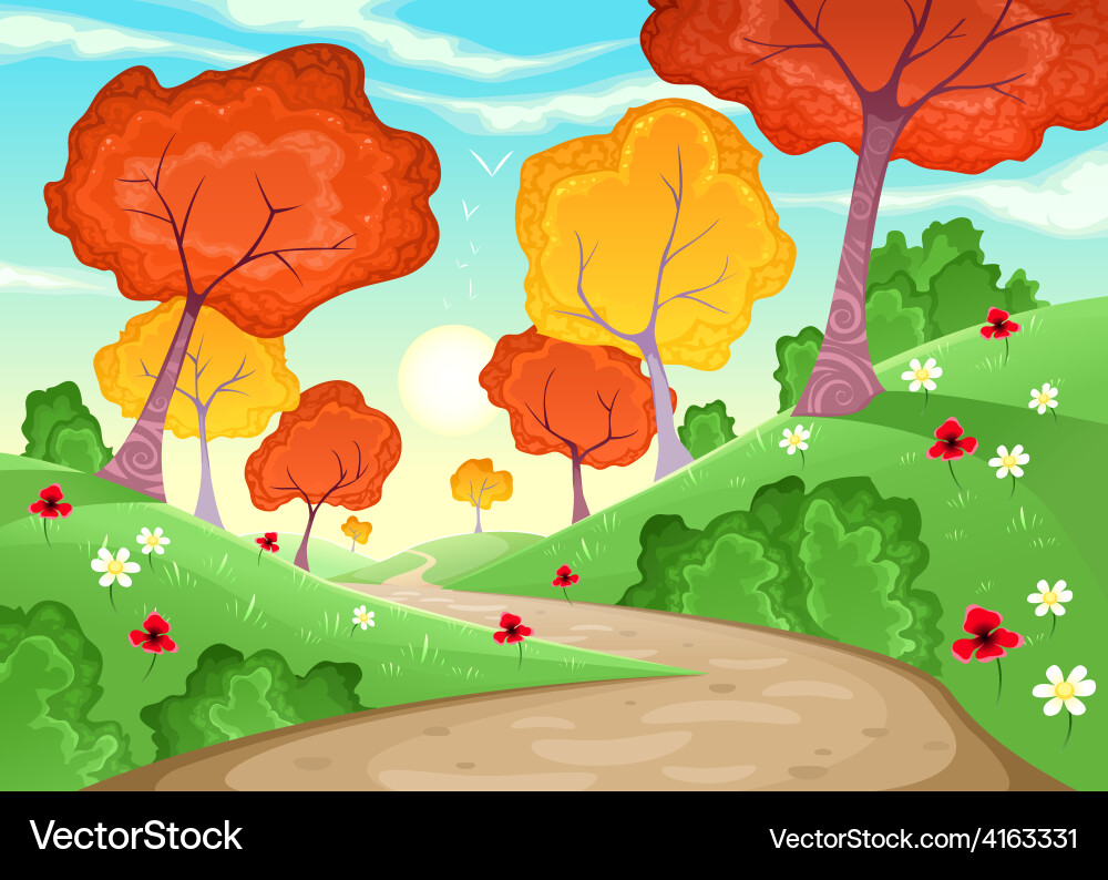 Landscape with trees Royalty Free Vector Image