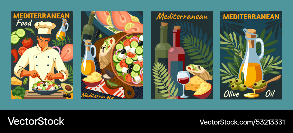 Mediterranean diet food tapas cooking table – Royalty-Free Vector ...