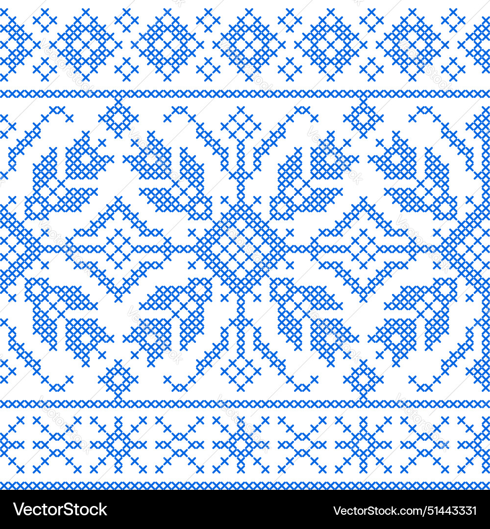 Seamless pattern in embroidery cross stitch style Vector Image