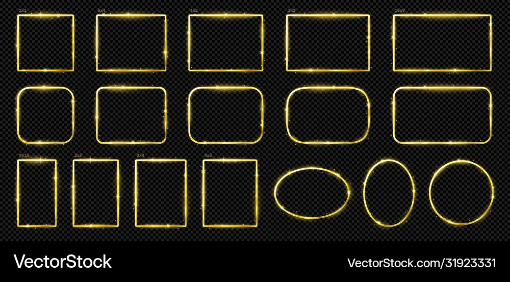 Shiny golden frames Royalty Free Vector Image - VectorStock