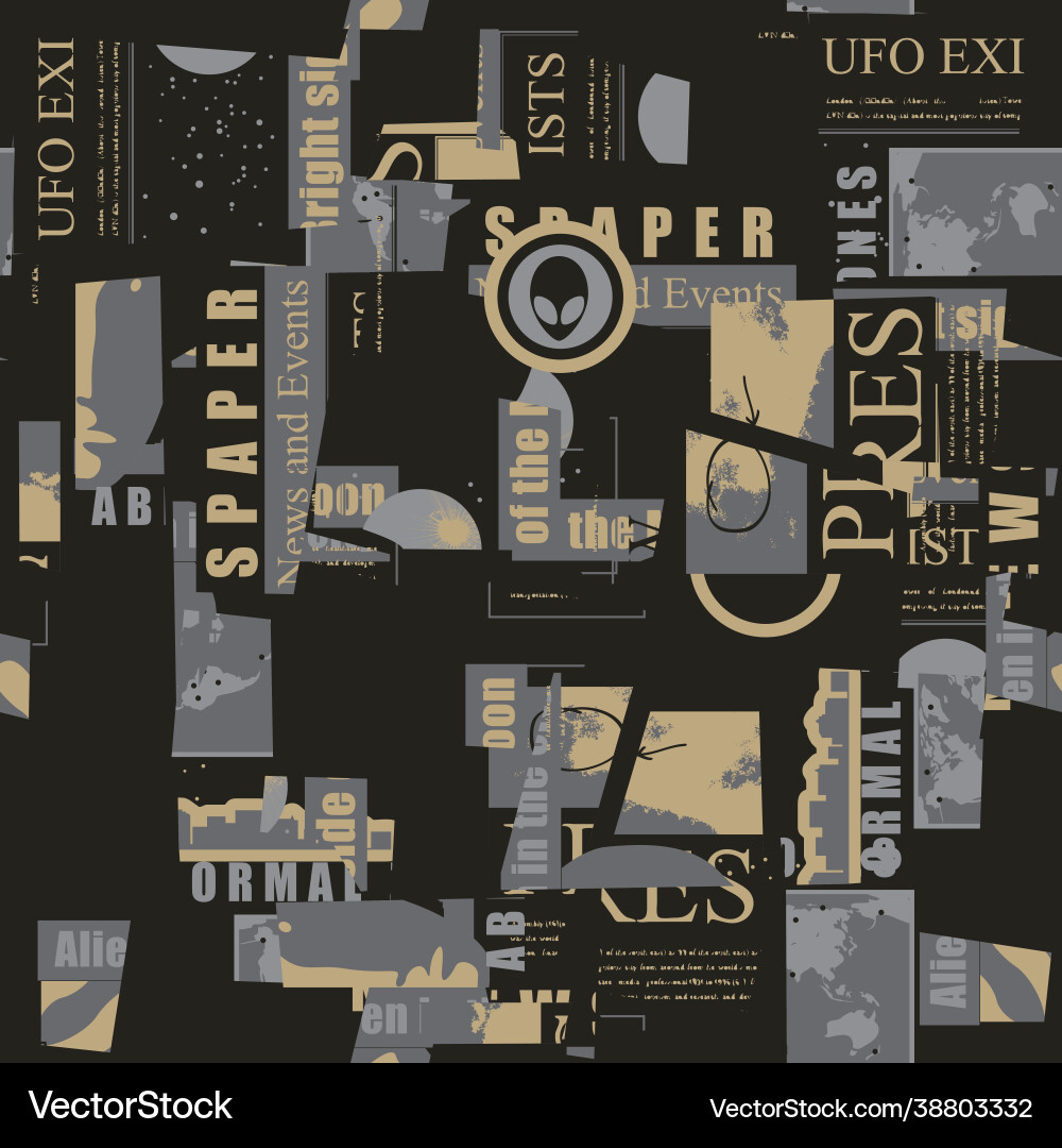 Abstract seamless pattern on a newspaper theme Vector Image