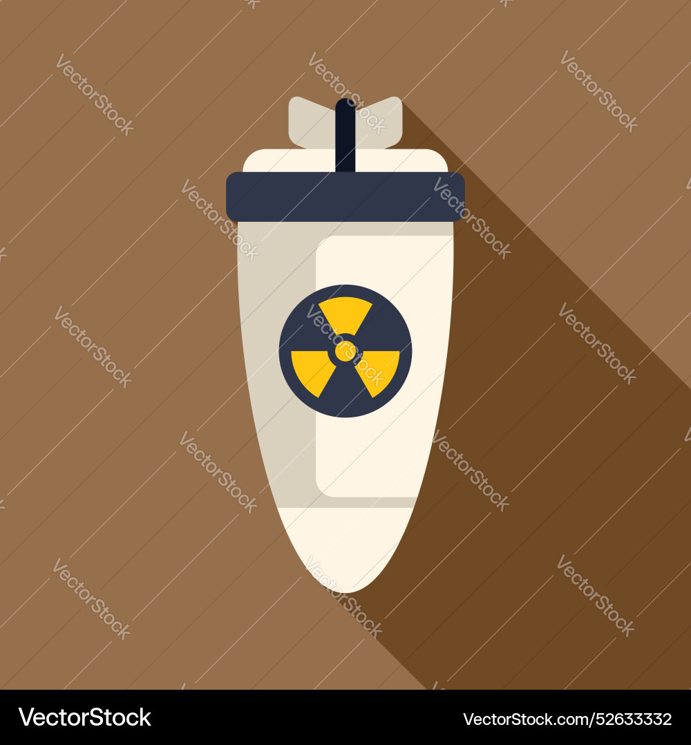 Atomic bomb with yellow radioactive sign and long Vector Image
