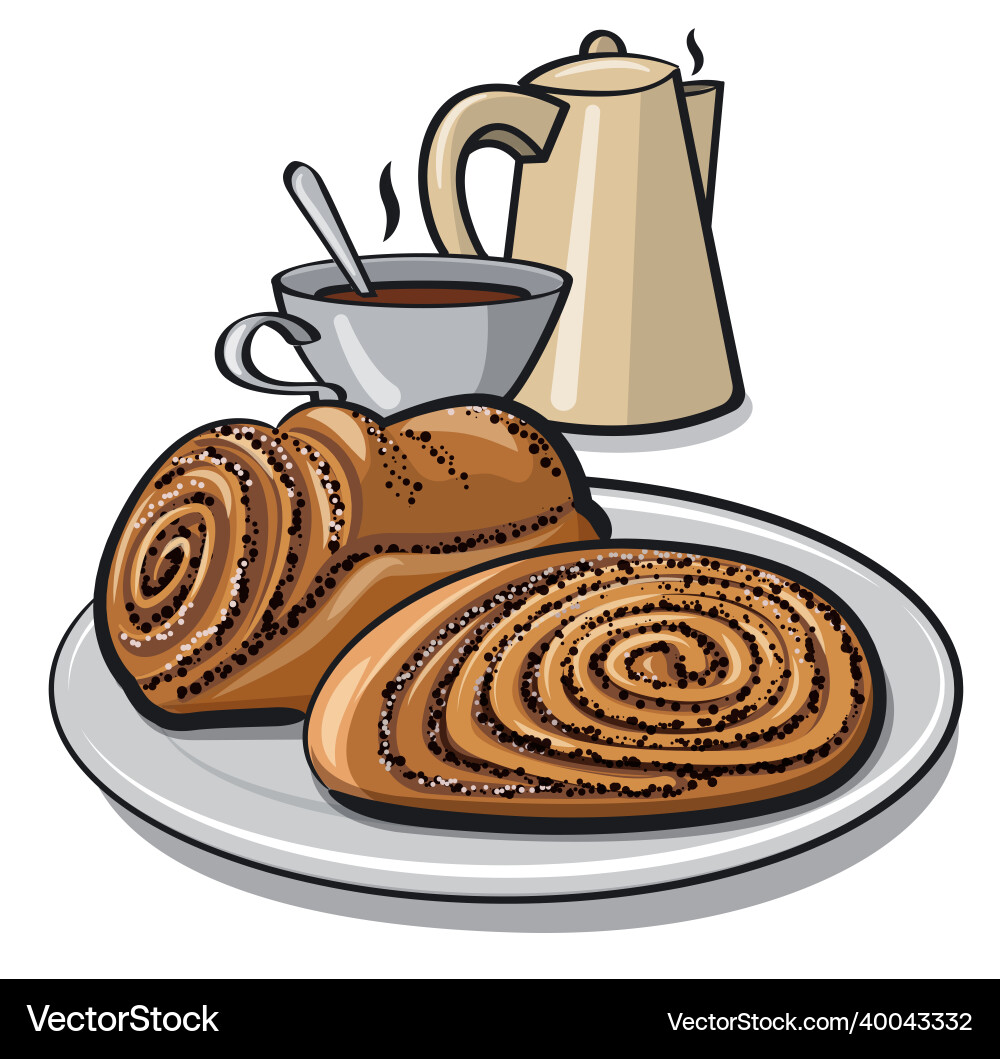 Baked sweet rolls Royalty Free Vector Image - VectorStock