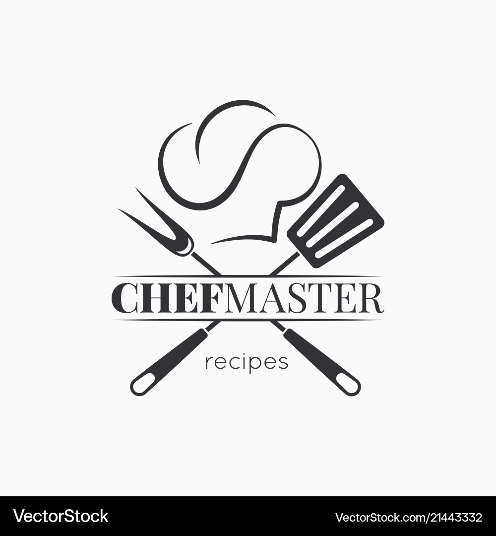 Chef master logo with hat on white background Vector Image