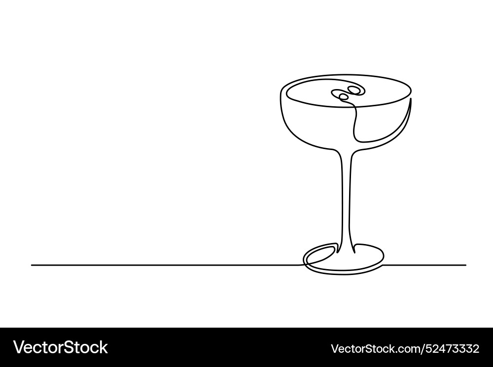 Continuous one line drawing of cocktail drink Vector Image