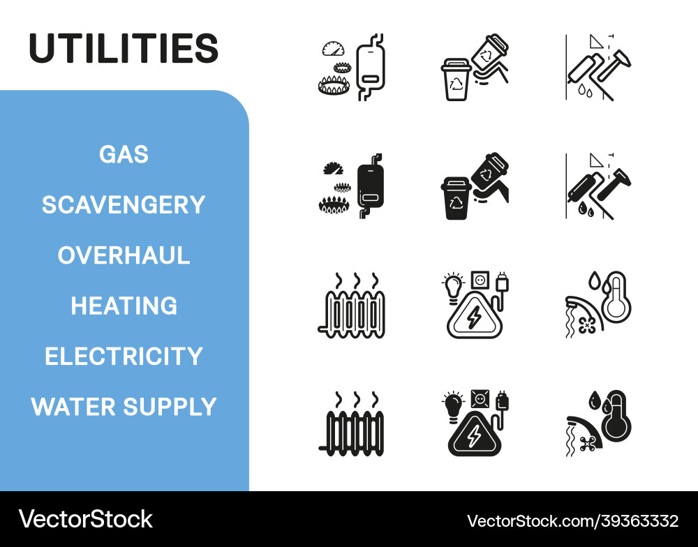 Icon line and fill set utilities collection Vector Image