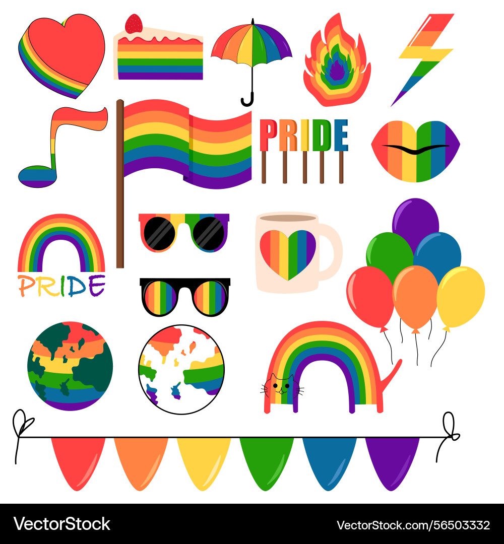 Rainbow pride clipart pack Royalty Free Vector Image