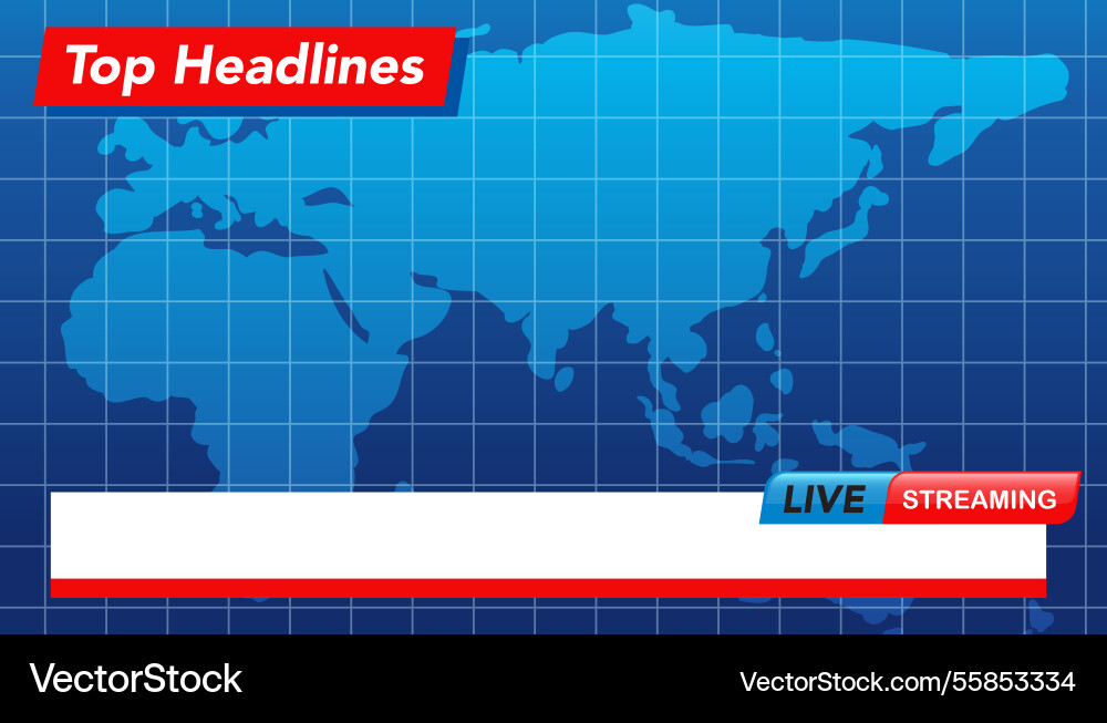 A news broadcast template featuring a world map Vector Image