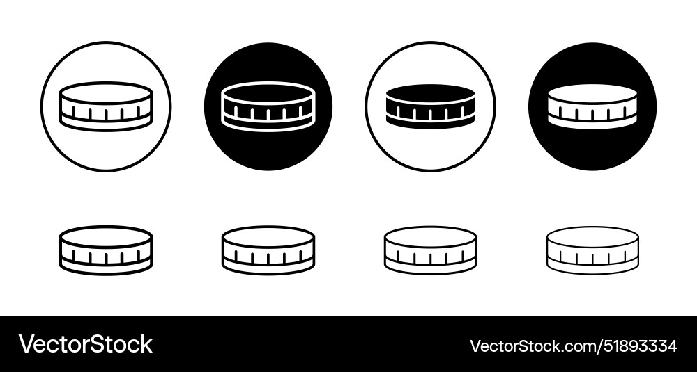 Bottle cap icon set collection outline Royalty Free Vector