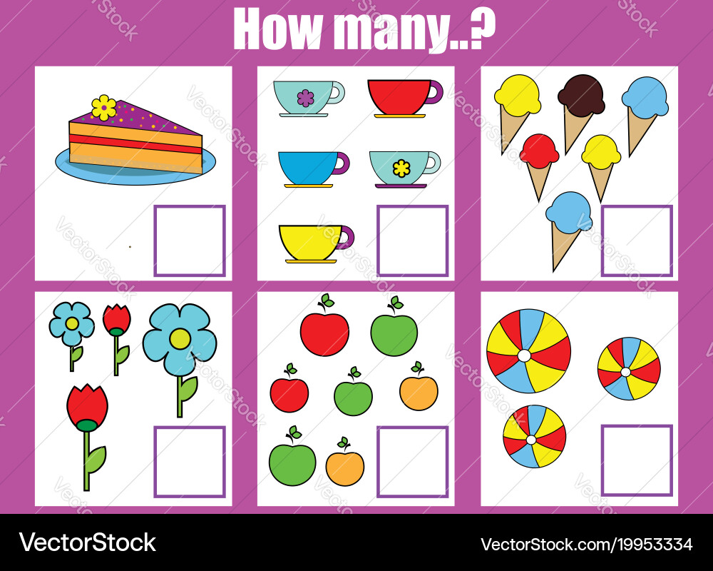 Counting educational children game math kids Vector Image