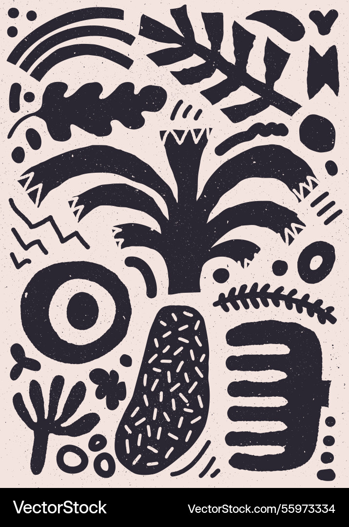 Etching imprint style wall art with Royalty Free Vector