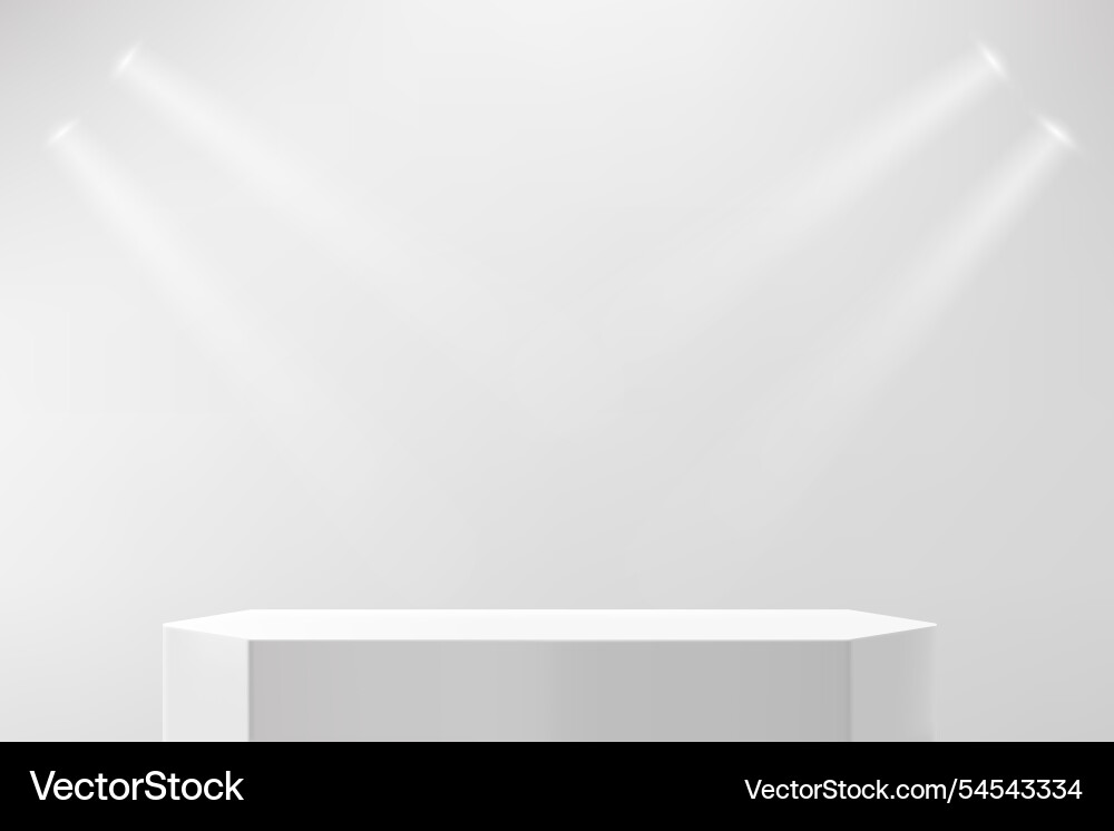 Illuminated stage with projectors 3d background Vector Image