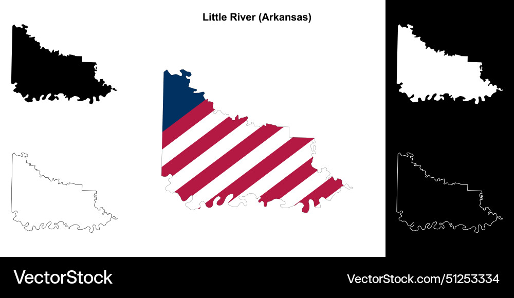 Little river outline map Royalty Free Vector Image