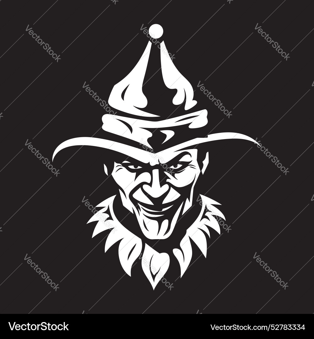 Macabre mirth creepy clown emblem twisted troupe Vector Image