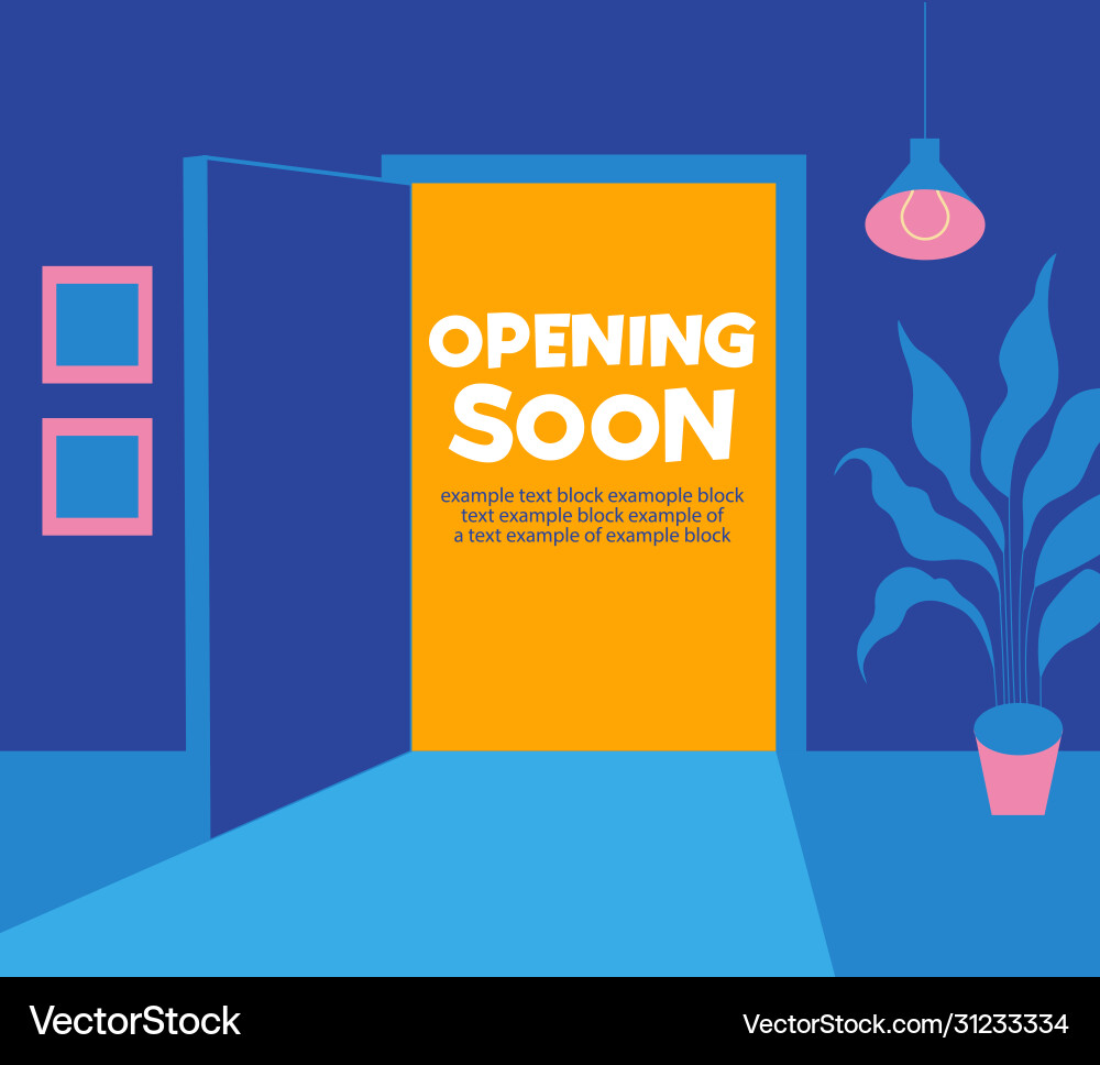 Opening soon an open door from room Royalty Free Vector