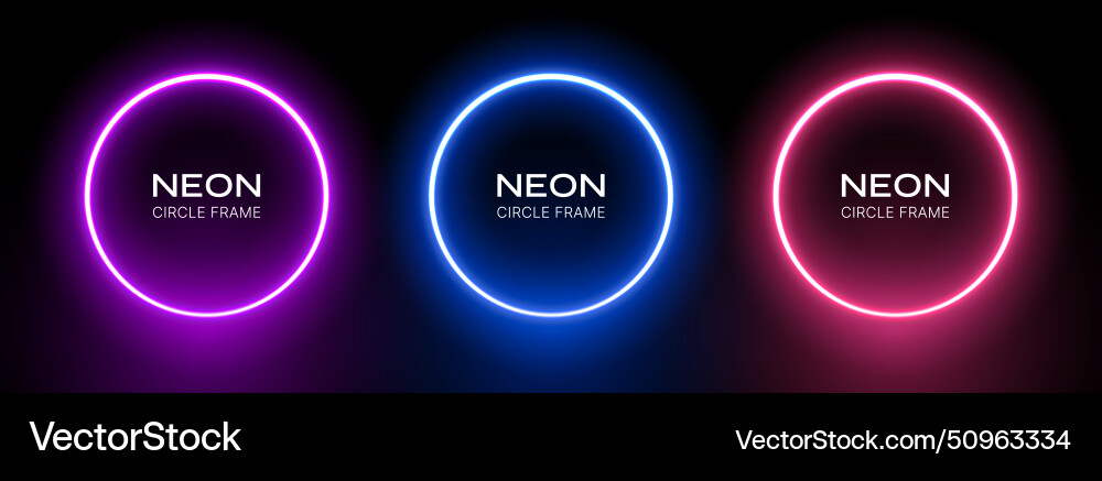 Round neon light frame Royalty Free Vector Image