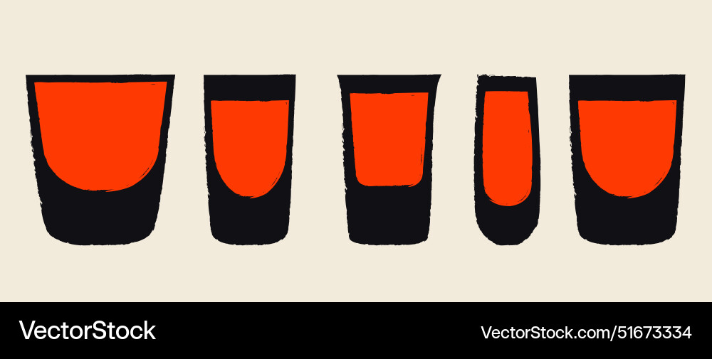 Short glass set flat Royalty Free Vector Image