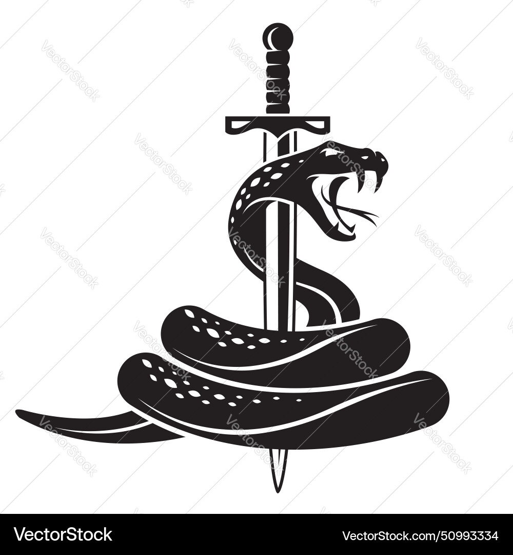 Snake and Sword Tattoo Royalty Free Vector Image