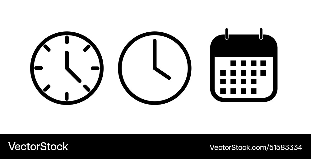 Time and date icon event elements Royalty Free Vector Image
