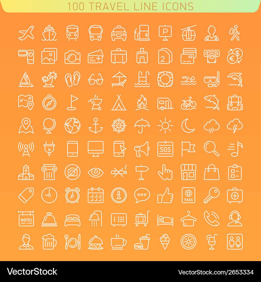 Travel line icons Royalty Free Vector Image - VectorStock
