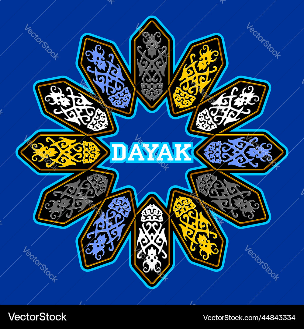 Twelve colorful dayak shields that circle Vector Image