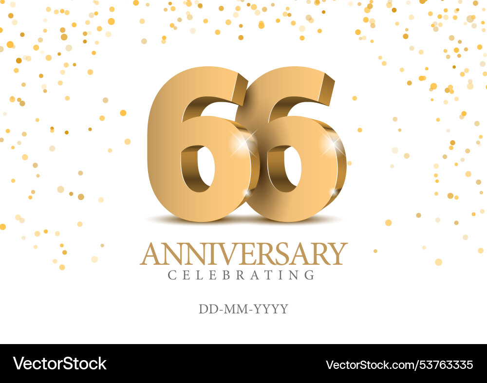 Anniversary 66 gold 3d numbers Royalty Free Vector Image