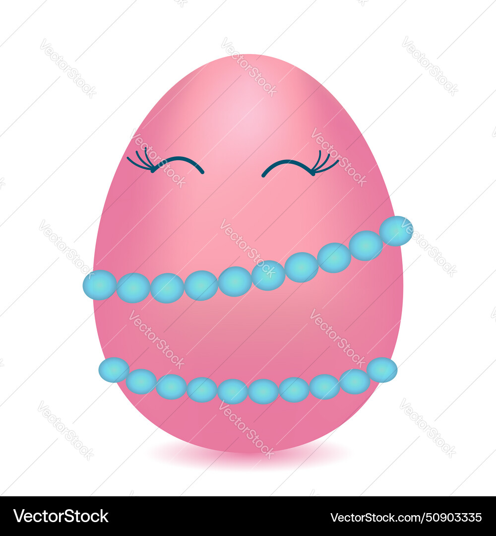 Anthropomorphic pink happy easter egg-woman Vector Image
