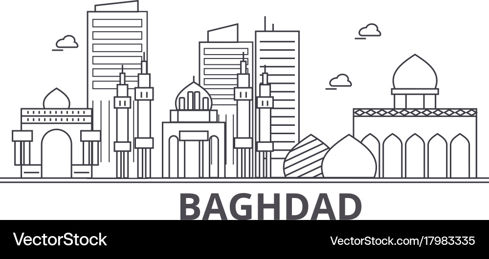 Baghdad architecture line skyline Royalty Free Vector Image