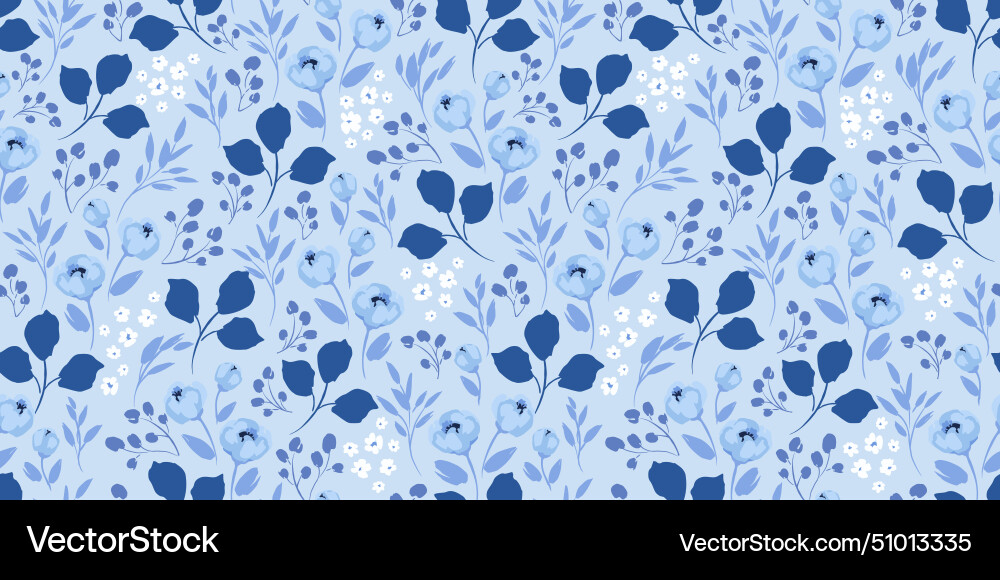 Blue floral seamless pattern design Royalty Free Vector