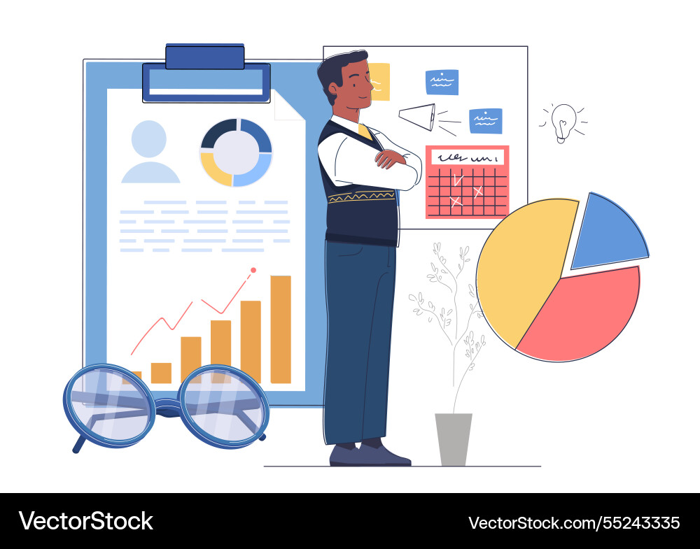 Businessman Analyzing Statistics Royalty Free Vector Image