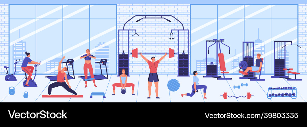 Gym interior horizontal Royalty Free Vector Image