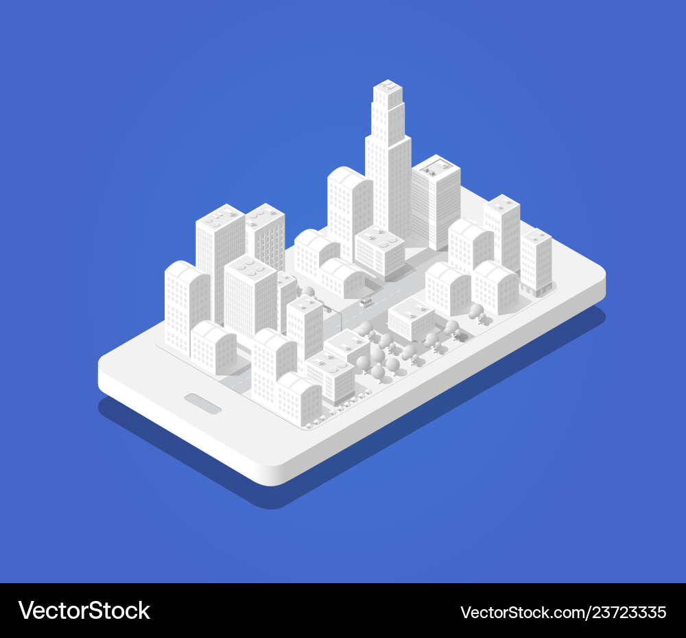 Isometric City Map Navigation Royalty Free Vector Image