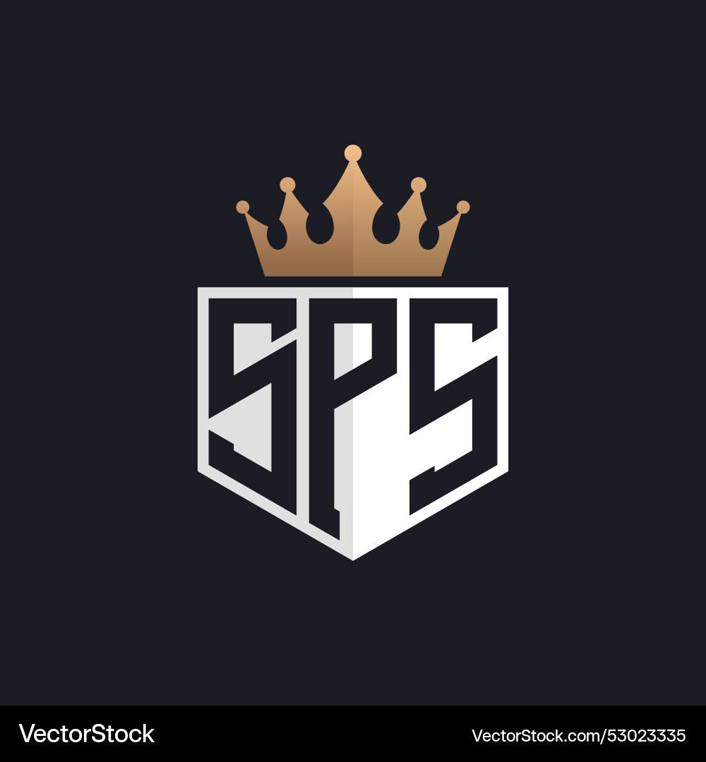 Luxury sps logo with crown elegant initials Vector Image