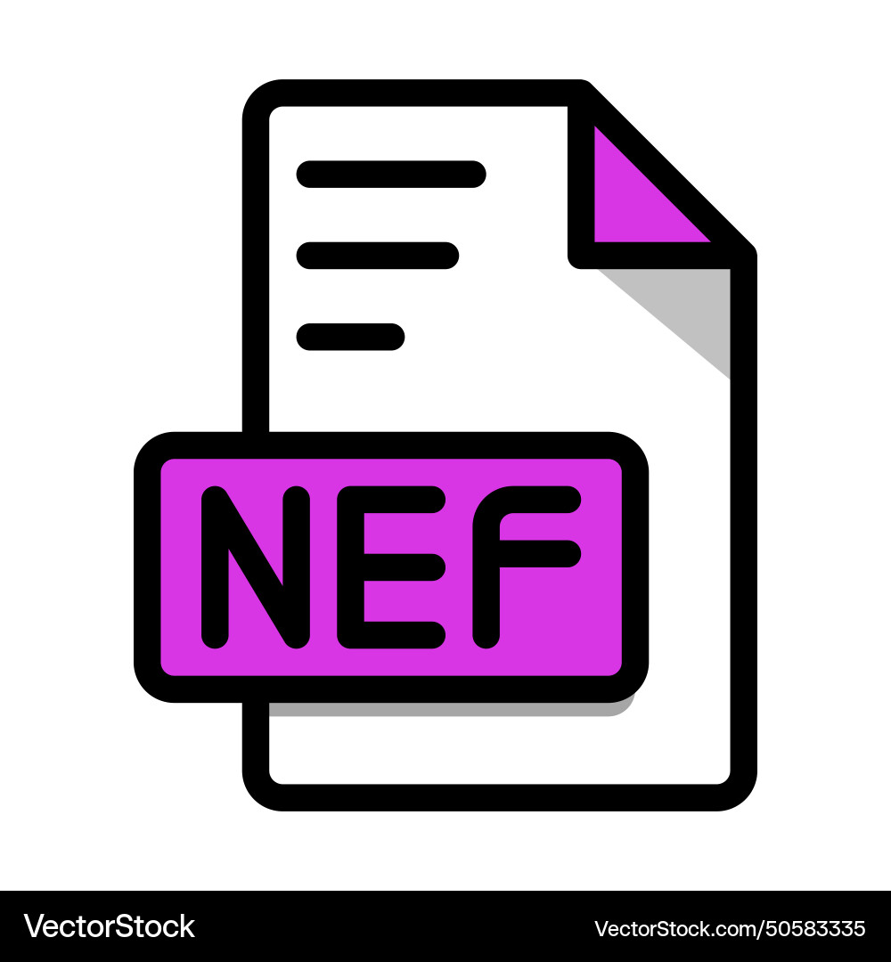 Nef file format icon type icons symbol Royalty Free Vector