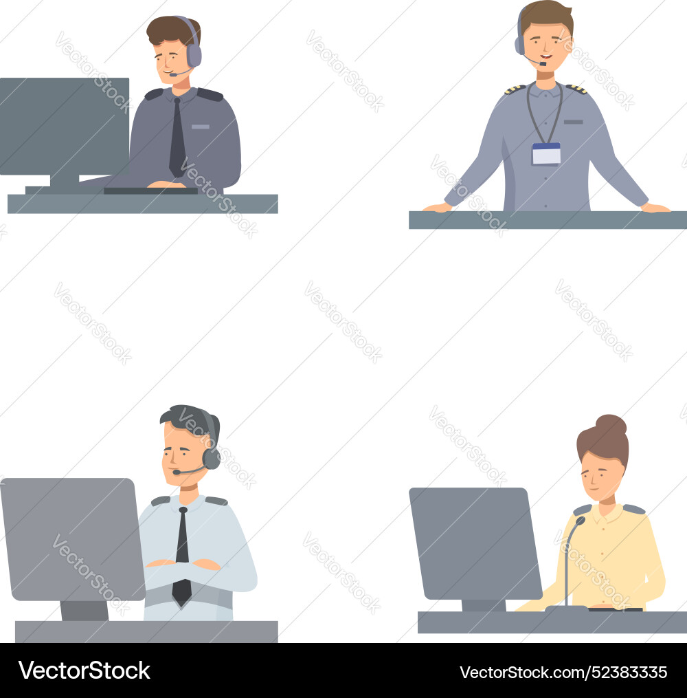 Professional customer support agents at work Vector Image