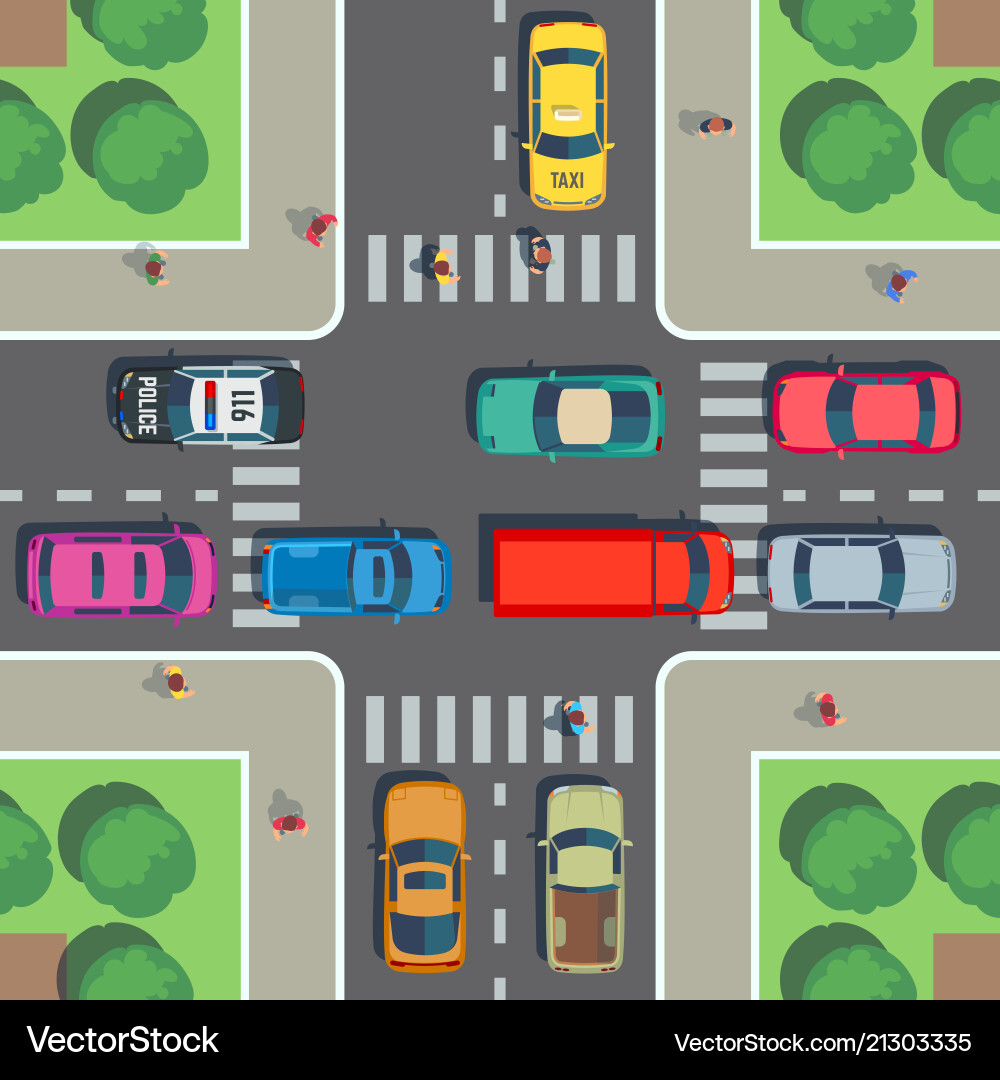 Road Intersection - Top View Royalty Free Vector Image