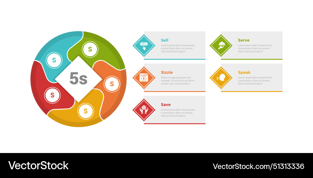 5s model marketing infographics template diagram Vector Image