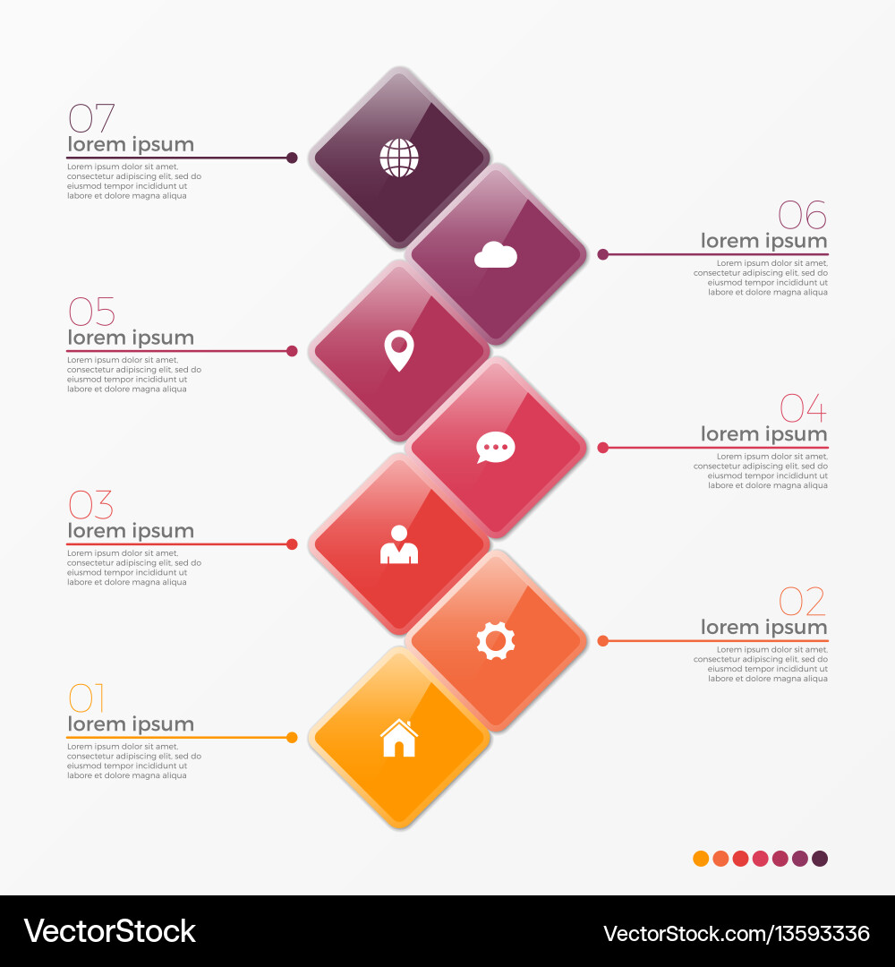 7 option infographic template with squares Vector Image