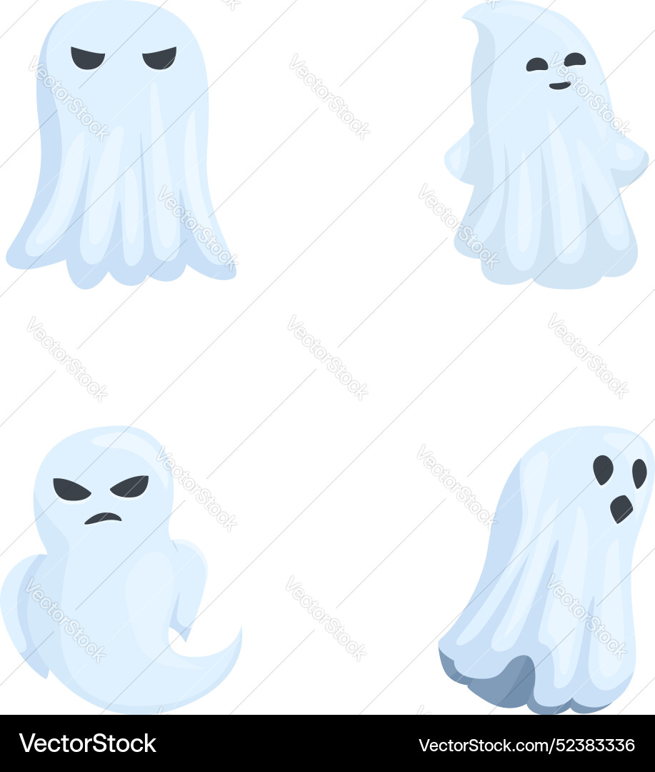 Collection of four friendly ghost Royalty Free Vector Image