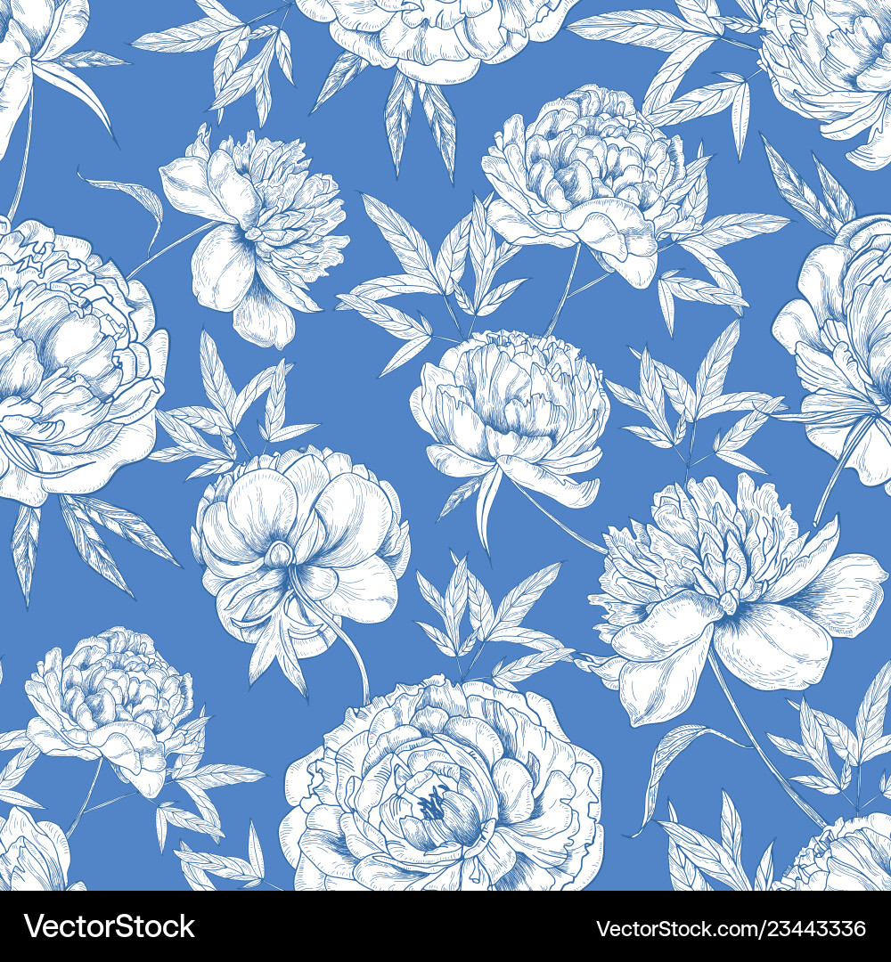 Elegant Peony Floral Pattern Royalty Free Vector Image