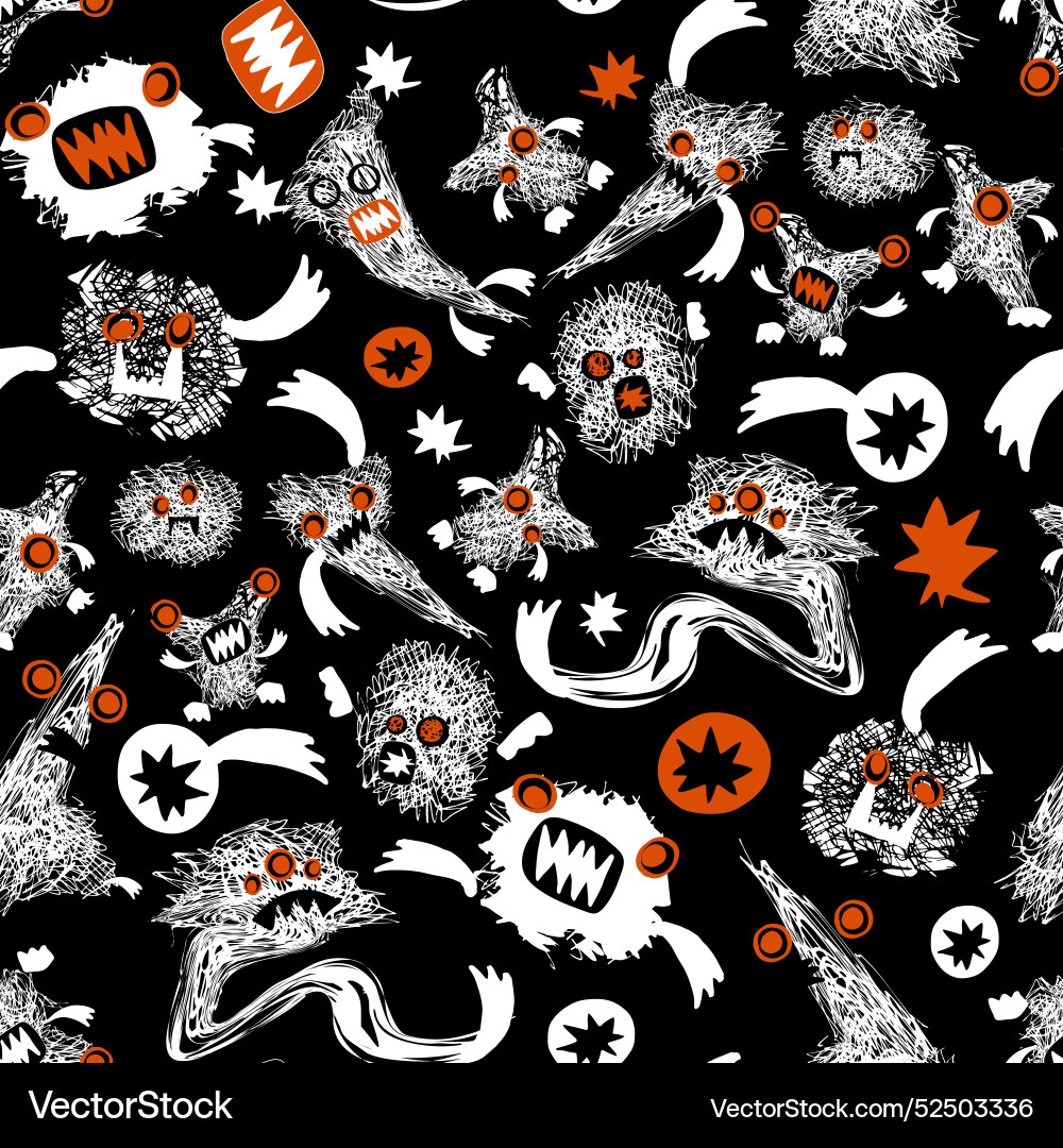 Funny seamless pattern with crazy halloween Vector Image