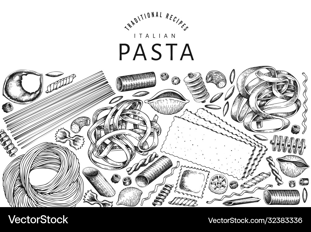 Italian pasta design template hand drawn food Vector Image