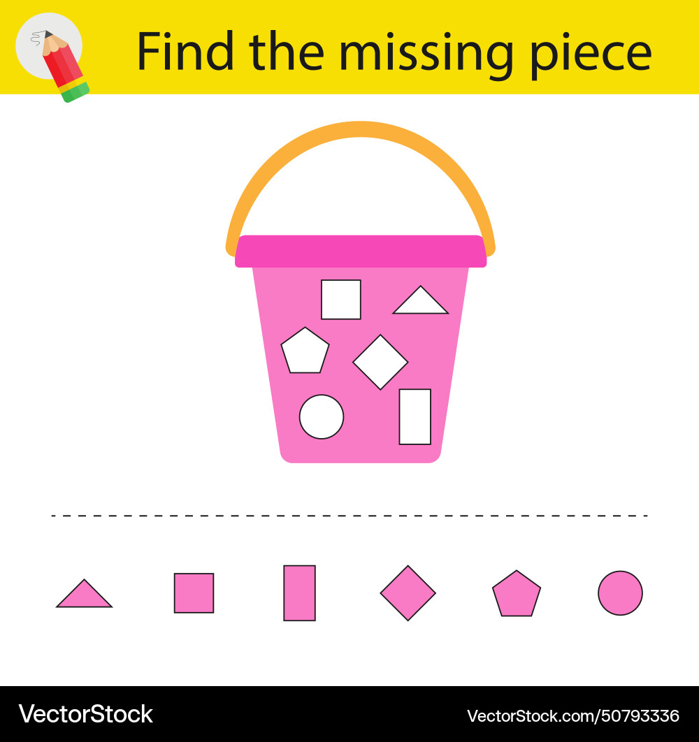 Logic puzzle for kids find the missing piece Vector Image